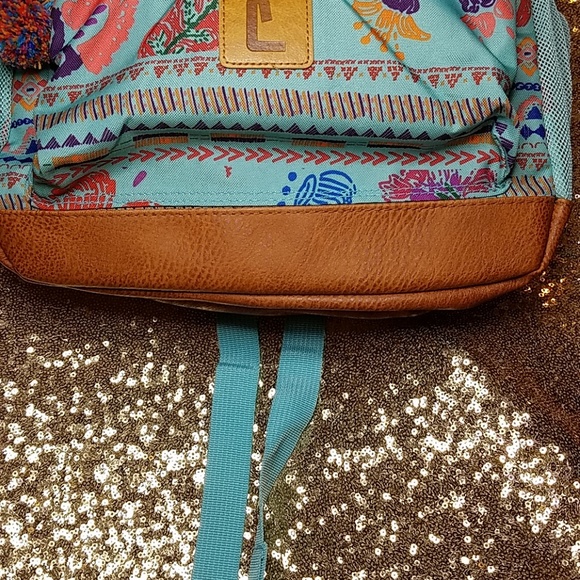 Bags | Turquoise Wildflowers Backpack | Poshmark